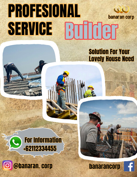 Brown Kolase Profesional Service Builder Craf Template | PosterMyWall