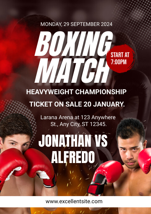 Brown List-based Boxing Match A4 Template | PosterMyWall