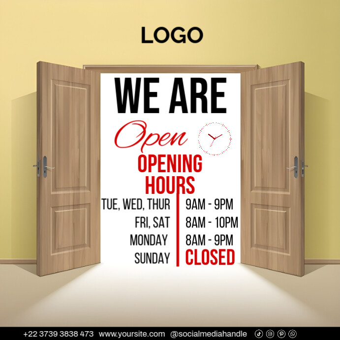 Copy of Brown List-based Bussiness Open Hours Template Instagram Post ...