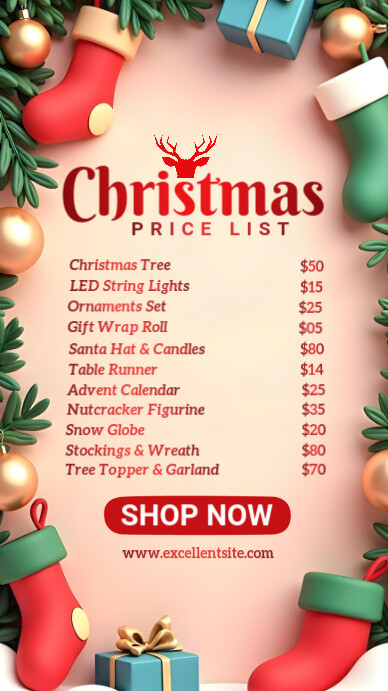 Copy of Brown List-based Christmas Price List Instagram Story ...