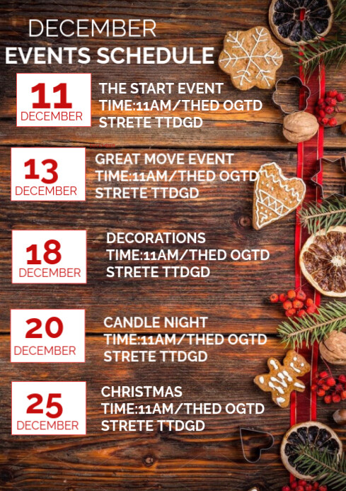 Brown List-based Christmas Schedule Template A4 | PosterMyWall