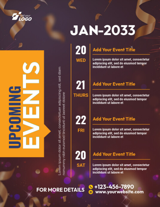 Brown List-based Event Schedule Template Flyer (us Letter) | PosterMyWall