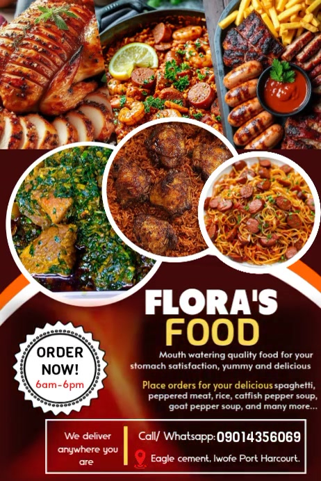 Plantilla de Brown List-based Food Delivery Template Poster | PosterMyWall