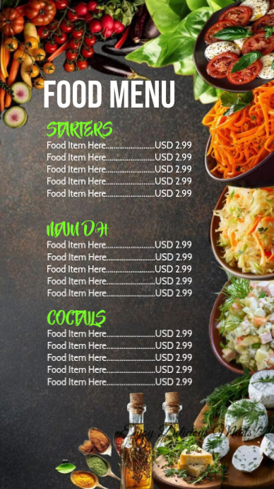 Brown Food Menu Facebook Story Template | PosterMyWall