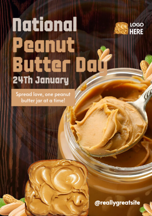 Brown List-based National Peanut Butter Day A4 Template | PosterMyWall