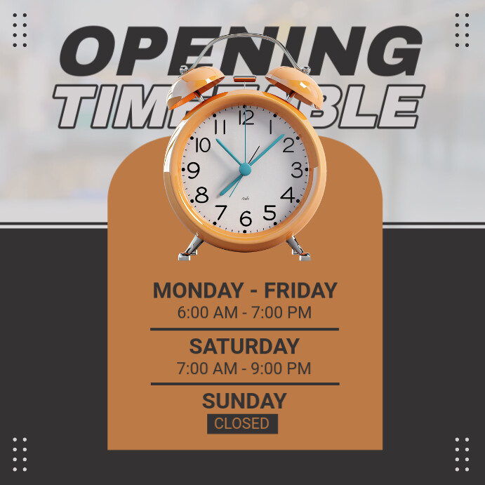 Copy of Brown List-based Opening Timetable Instagram Post | PosterMyWall