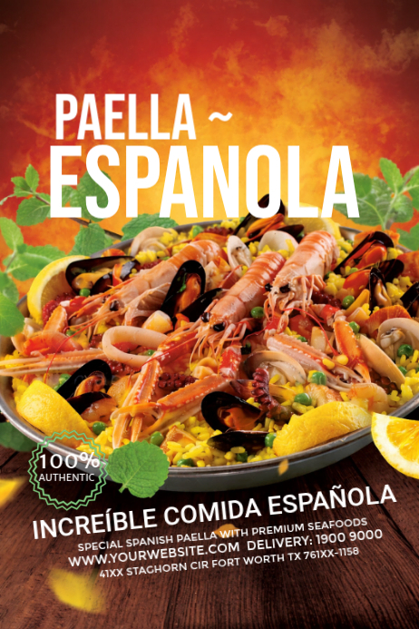 Brown List-based Paella Espanola Poster Template | PosterMyWall