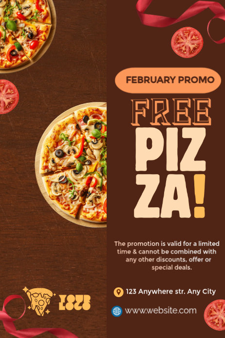 Brown List-based Pizza Promotion Poster Template | PosterMyWall