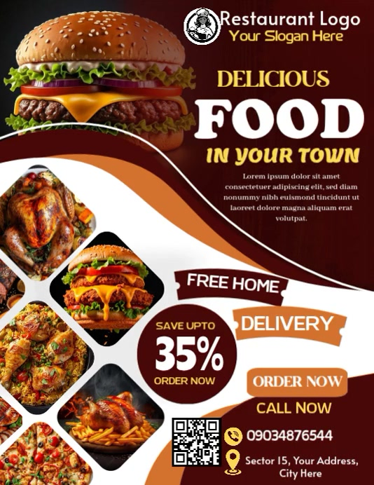 Plantilla de Brown List-based Restaurant Discount Flyer Flyer (us ...