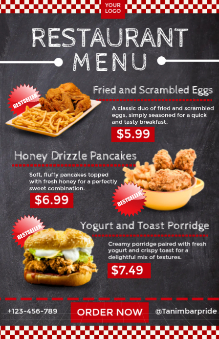 Brown List-based Restaurant Menu Tabloid Template | PosterMyWall