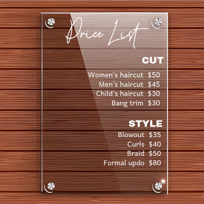 Brown List-based Salon Price List Instagram Post Template | PosterMyWall
