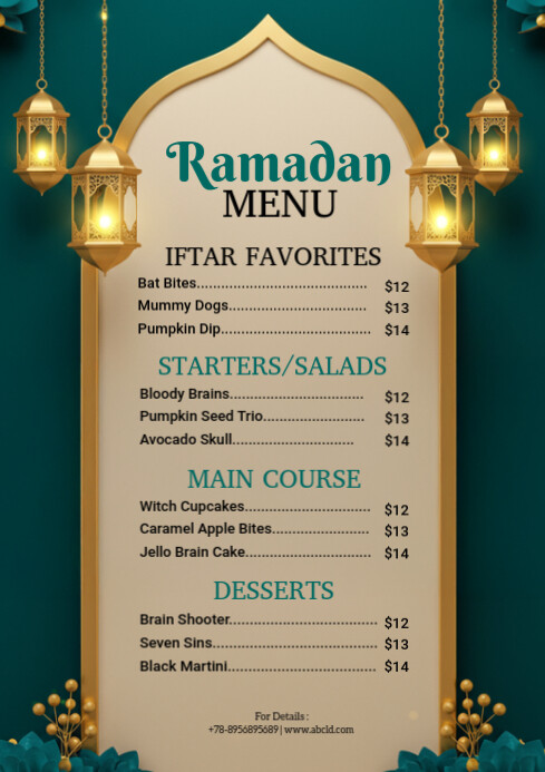 Copy of Brown List-based Special Ramadan Menu A4 | PosterMyWall
