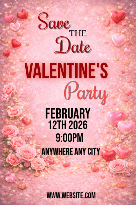 Brown List-based Valentine Save The Date Flyer Poster Template ...
