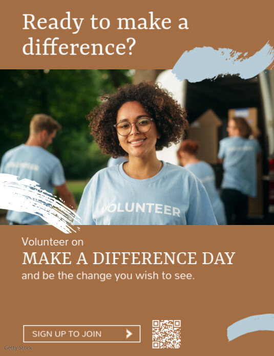 Brown Make a Difference Day Volunteers Needed Template | PosterMyWall