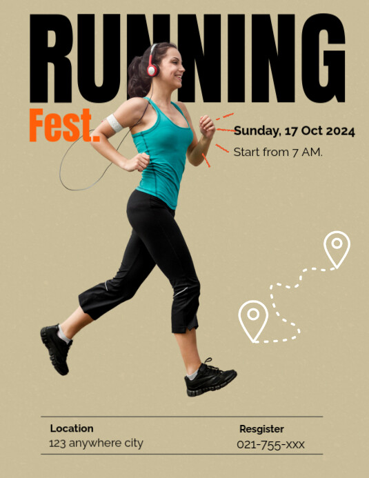 Brown Maksimalis Running Event Pamflet, Runninh Fest Pamflet (letter As ...