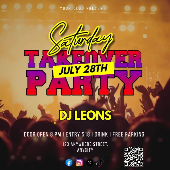 Plantilla de Brown Maksimalis Saturday Takeover Party Pos | PosterMyWall