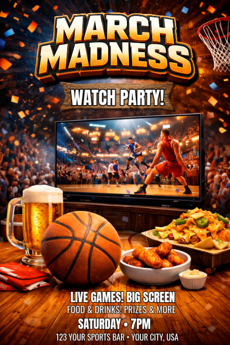 Brown March Madness Watch Party Poster Template | PosterMyWall