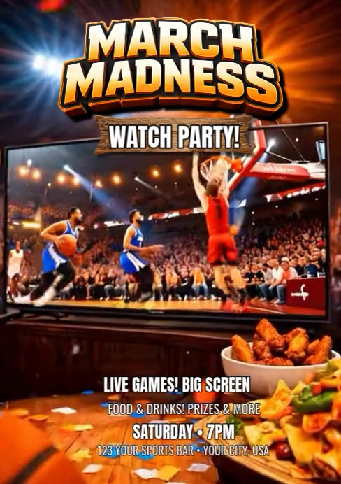 Copy of Brown March Madness Watch Party Video A4 | PosterMyWall