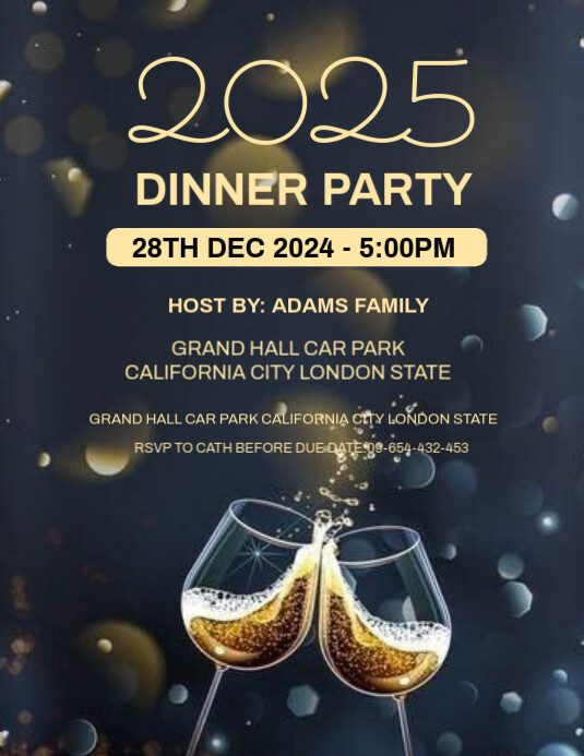 Brown Maximalist 2025 Dinner Party Invitation Template Design Flyer (us ...