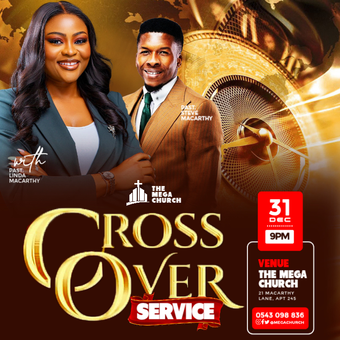 Brown Maximalist 3D 31st Night Crossover Service Flyer Template ...