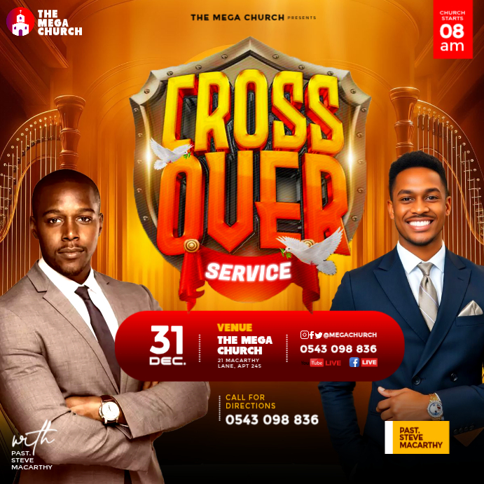 Brown Maximalist 3D 31st Night Crossover Service Flyer Template ...