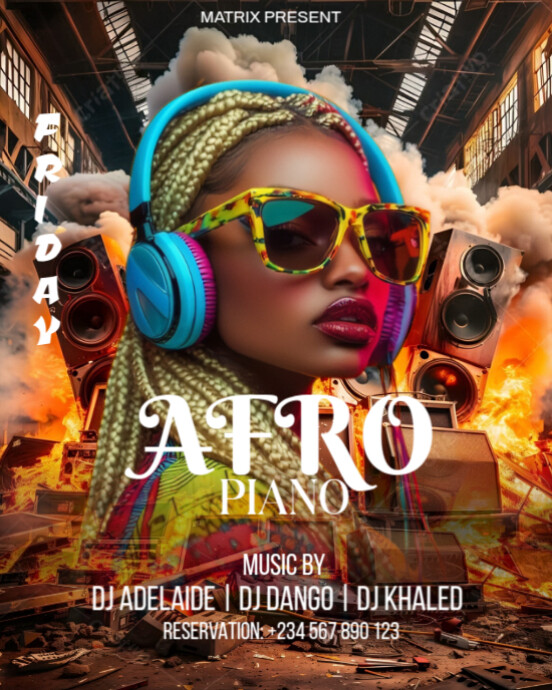 Brown Maximalist Afro Night – Afrobeat Party Club Flyer Template ...