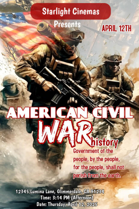 Plantilla de Brown Maximalist American Civil War Poster | PosterMyWall