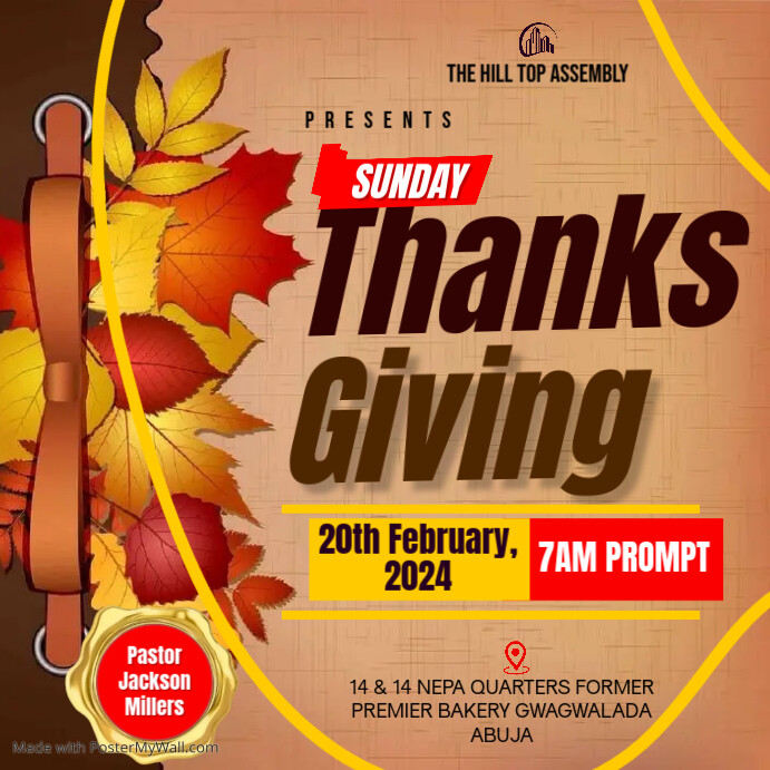 Brown Maximalist Annual Thanks Giving Flyer Instagram Post Template ...