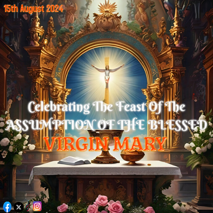 Plantilla de Brown Maximalist Assumption Of Virgin Mary Da | PosterMyWall