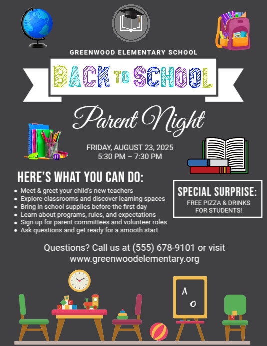 Brown Maximalist Back To School Parents Night Flyer (us Letter ...