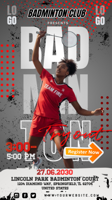 Brown Maximalist Badminton Tryout Instagram Story Template | PosterMyWall
