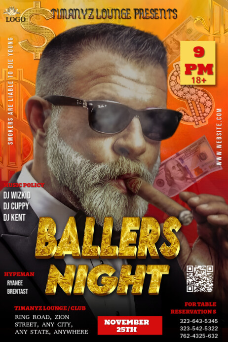 Plantilla de Brown Maximalist Ballers Night Party Poster | PosterMyWall