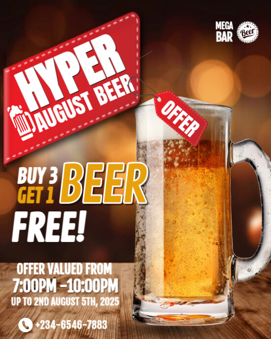 Brown Maximalist Bar Beer Promo Flyer Instagram Portrait Template ...