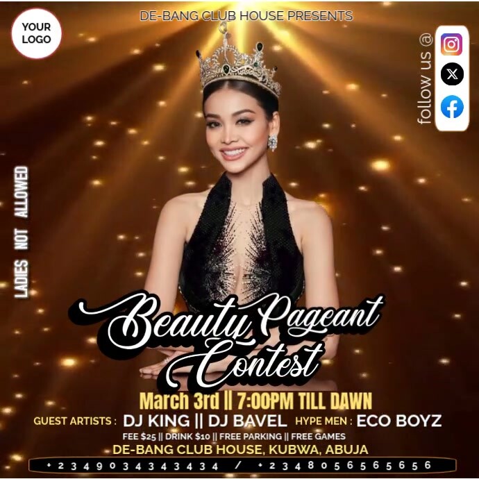 Brown Maximalist Beauty Pageant Contest Video Instagram Post Template ...