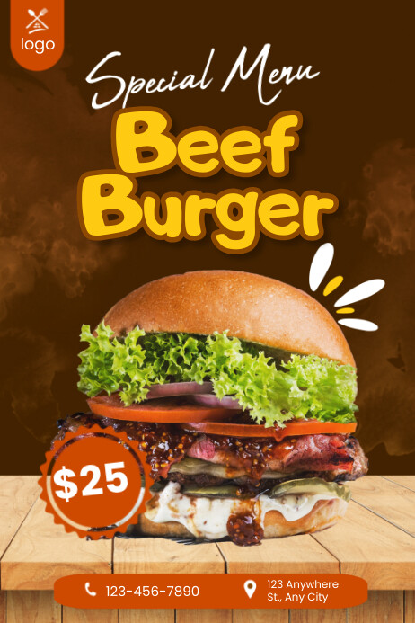 Modèle Brown Maximalist Beef Burger Poster | PosterMyWall