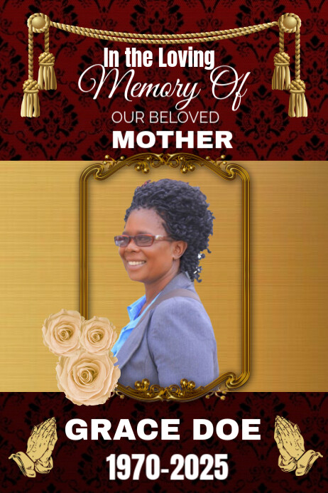 Plantilla de Brown Maximalist Bereavement Card Poster | PosterMyWall