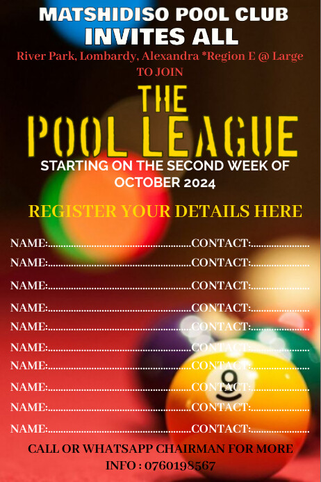 Brown Maximalist Billiards Pool League Poster Template | PosterMyWall
