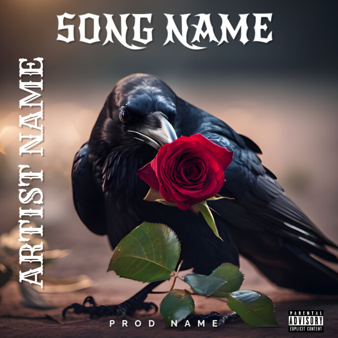 Brown Maximalist Bird And Rose Album Cover Templat | PosterMyWall