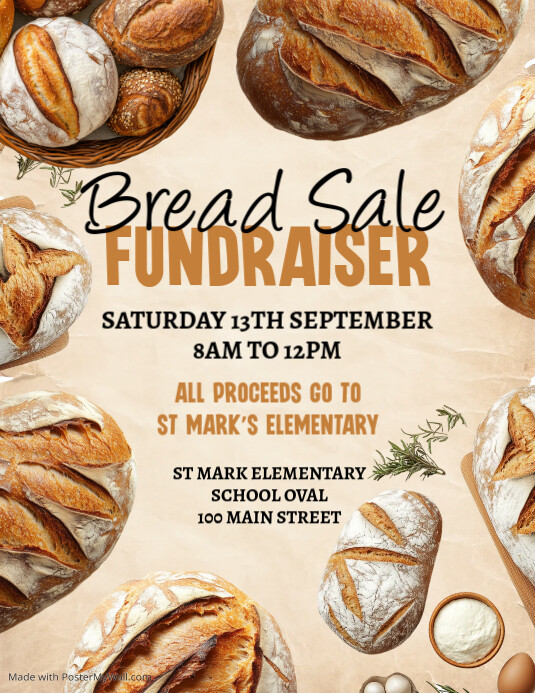 Brown Maximalist Bread Sale Fundraiser Flyer (us Letter) Template ...