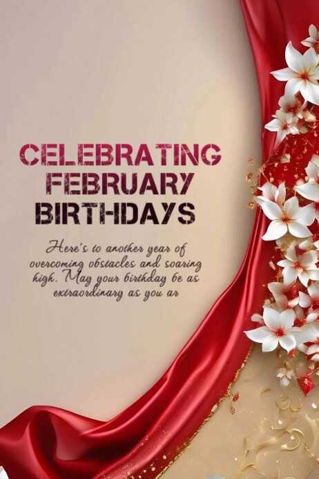 Brown Maximalist Celebrating February Birthdays Banner 4' × 6' Template ...