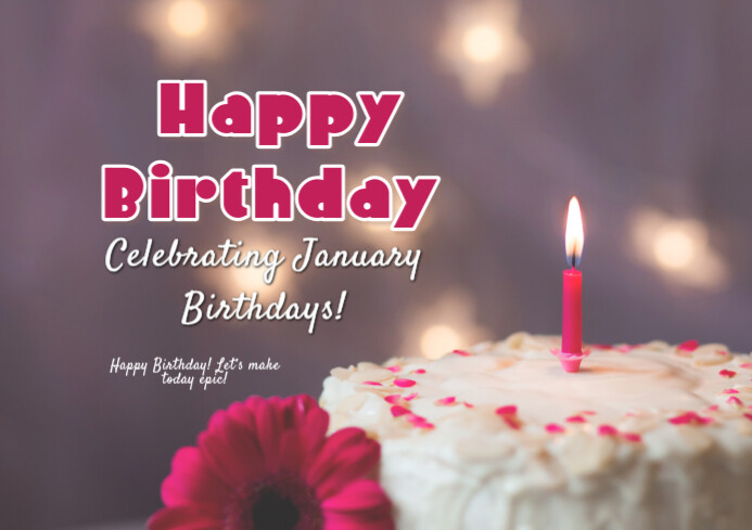 Brown Maximalist Celebrating January Birthdays A4 Template | PosterMyWall