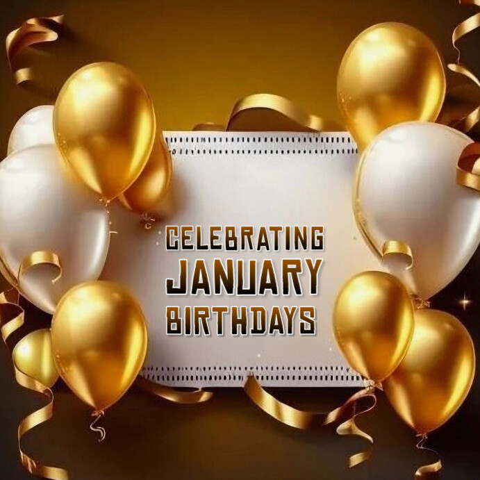 Brown Maximalist Celebrating January Birthdays Instagram Post Template ...