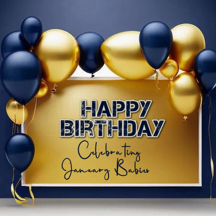 Brown Maximalist Celebrating January Birthdays Instagram Post Template ...