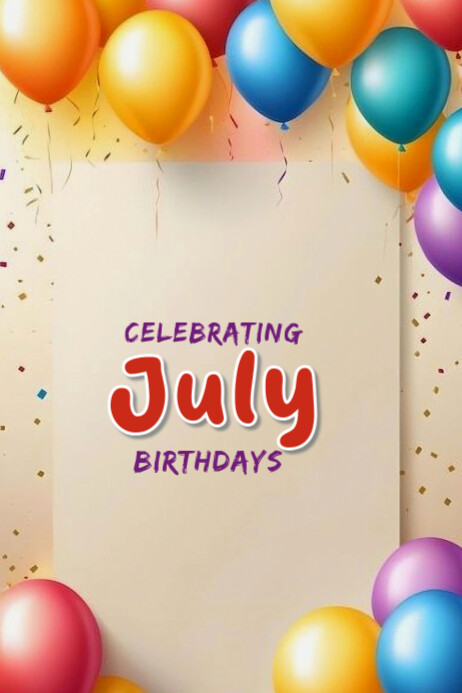 Brown Maximalist Celebrating July Birthdays Banner 4' × 6' Template ...