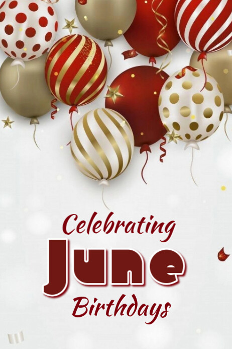 Plantilla de Brown Maximalist Celebrating June Birthdays Banner 4' × 6 ...