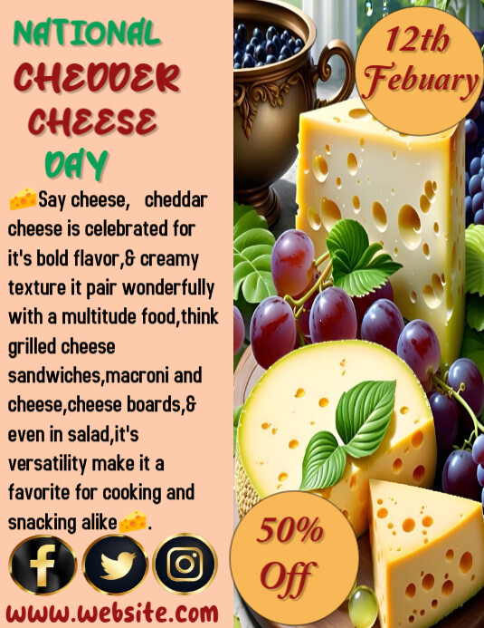 Brown Maximalist Cheddar Cheese Flyer (us Letter) เทมเพลต | PosterMyWall
