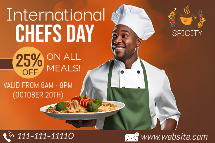 Brown Maximalist Chefs Day Ads Poster Template | PosterMyWall
