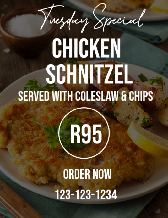 Brown Maximalist Chicken Schnitzel Flyer (us Letter) Template ...
