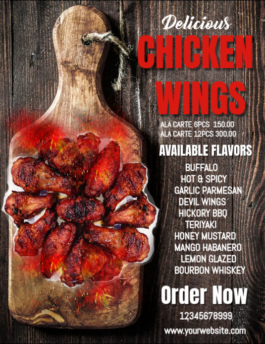Brown Maximalist Chicken Wings Flyer (us Letter) Template | PosterMyWall