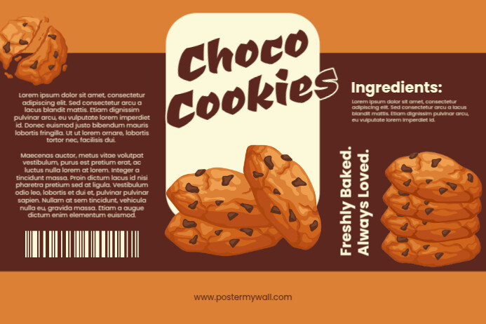 Brown Maximalist Choco Cookies Label Template | PosterMyWall